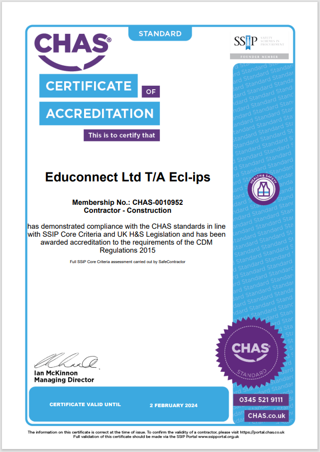 CHAS accreditation scheme recognition regained - Ecl-ips